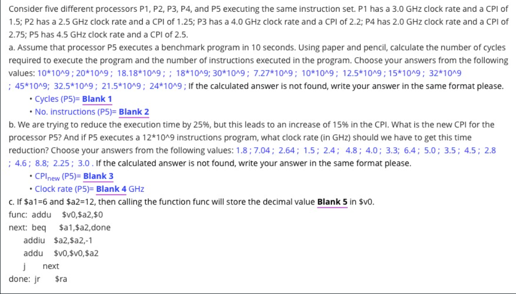 Solved Consider five different processors P1, P2, P3, P4, | Chegg.com
