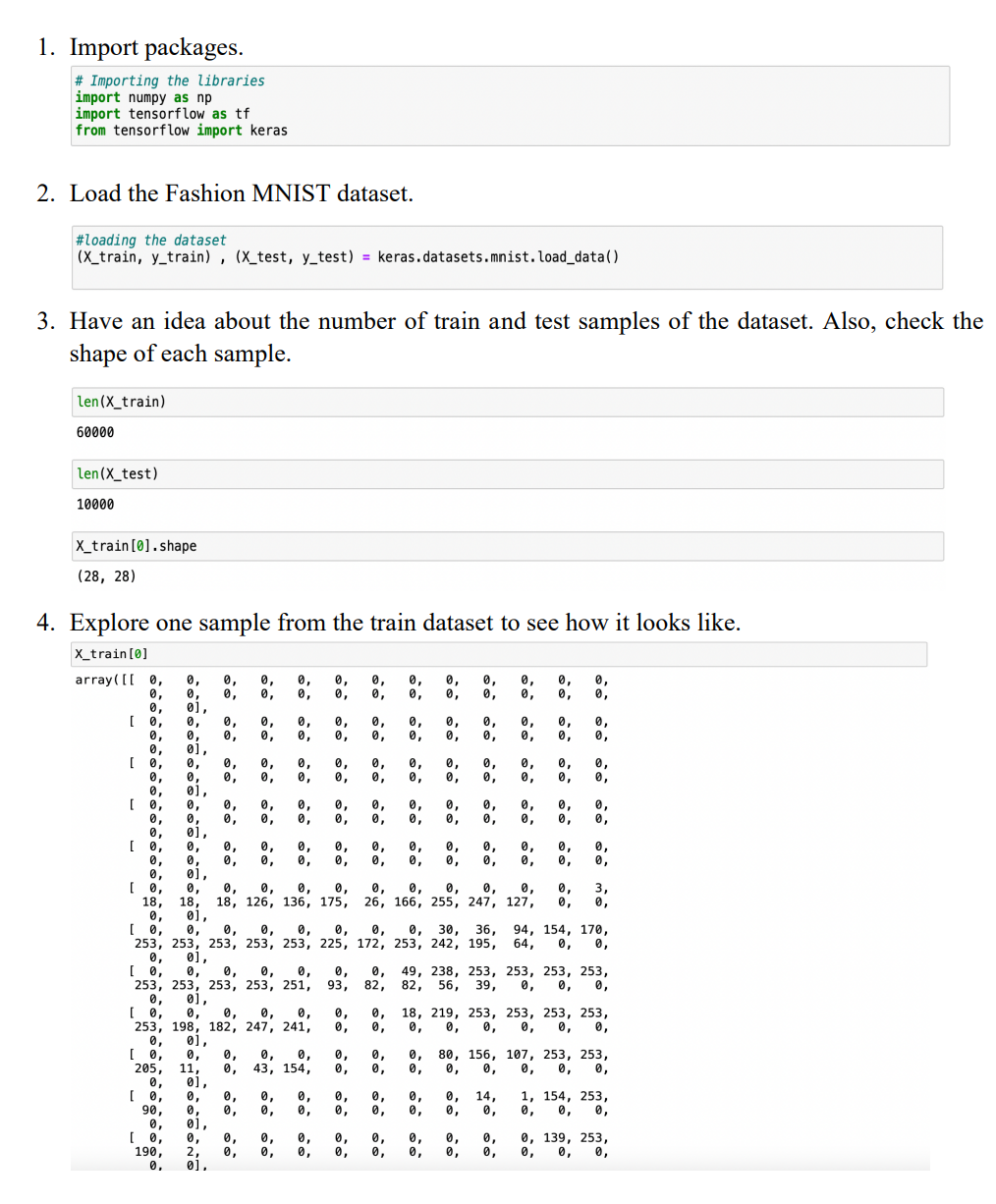 Solved 1. Import packages. \# Importing the libraries import | Chegg.com