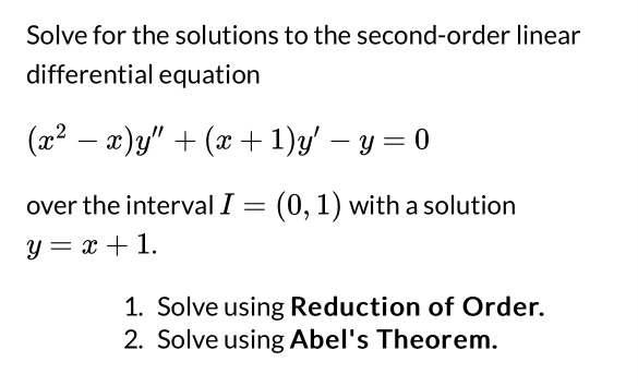 Solved Solve for the solutions to the second-order | Chegg.com
