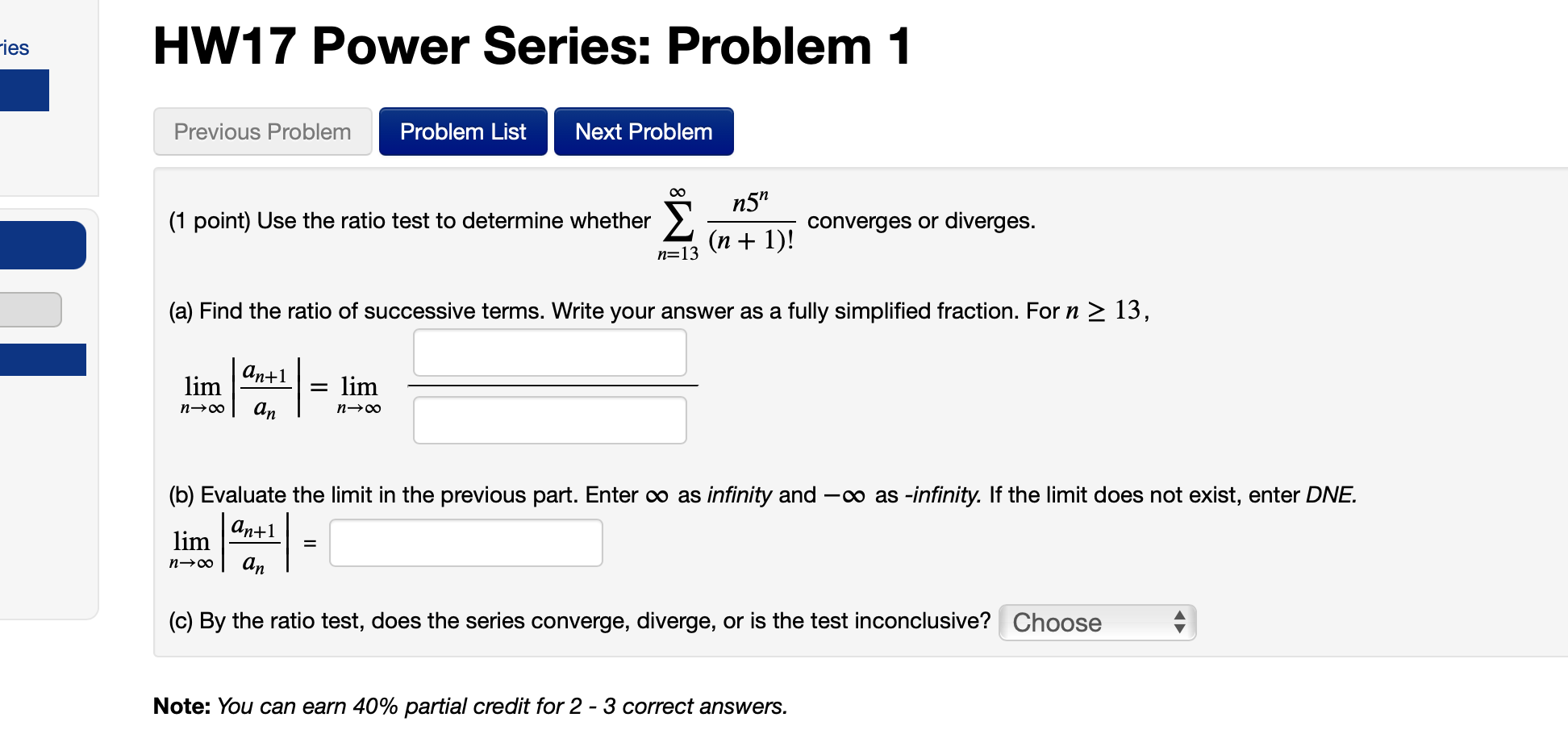Solved Fies HW17 Power Series: Problem 1 Previous Problem | Chegg.com