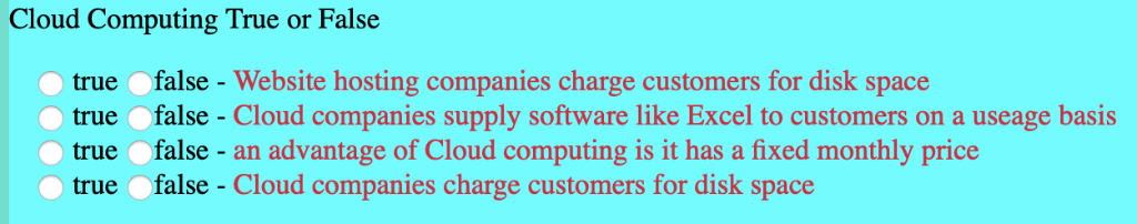 Solved Cloud Computing True or False true false - Website | Chegg.com