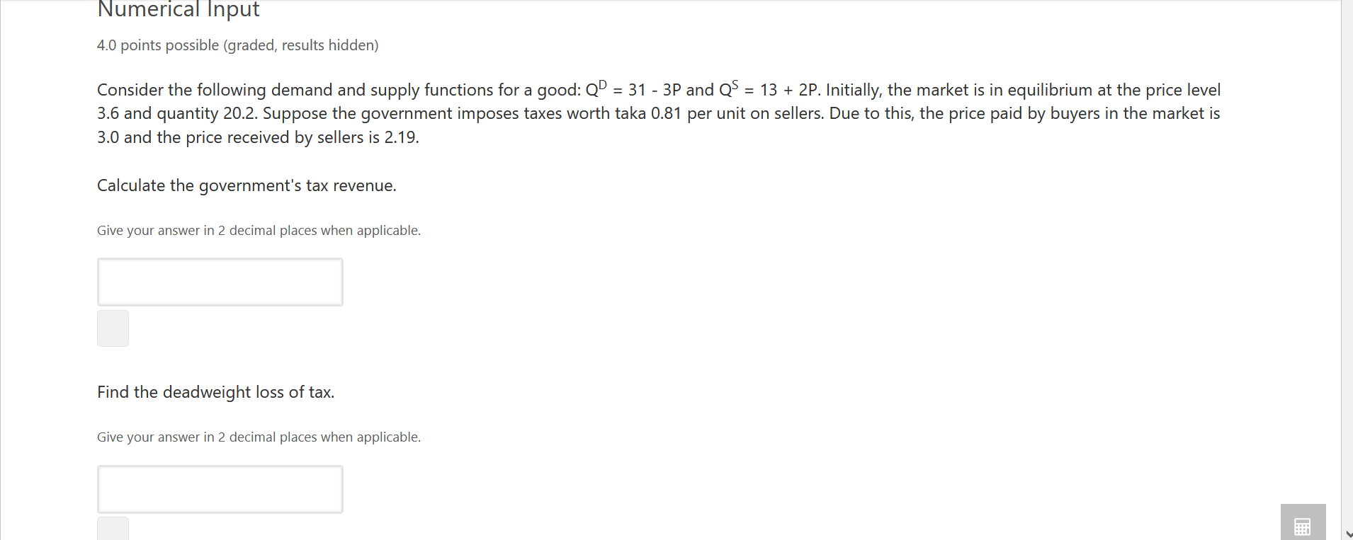 Solved Numerical Input 4.0 points possible (graded, results | Chegg.com