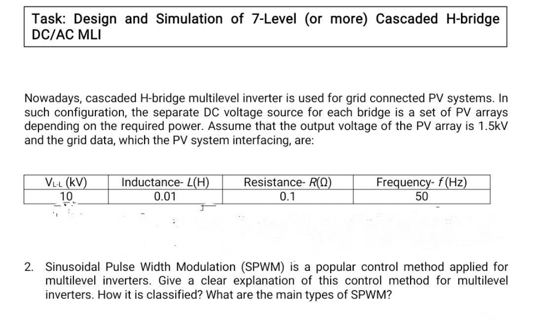 Solved Task: Design and Simulation of 7-Level (or more) | Chegg.com