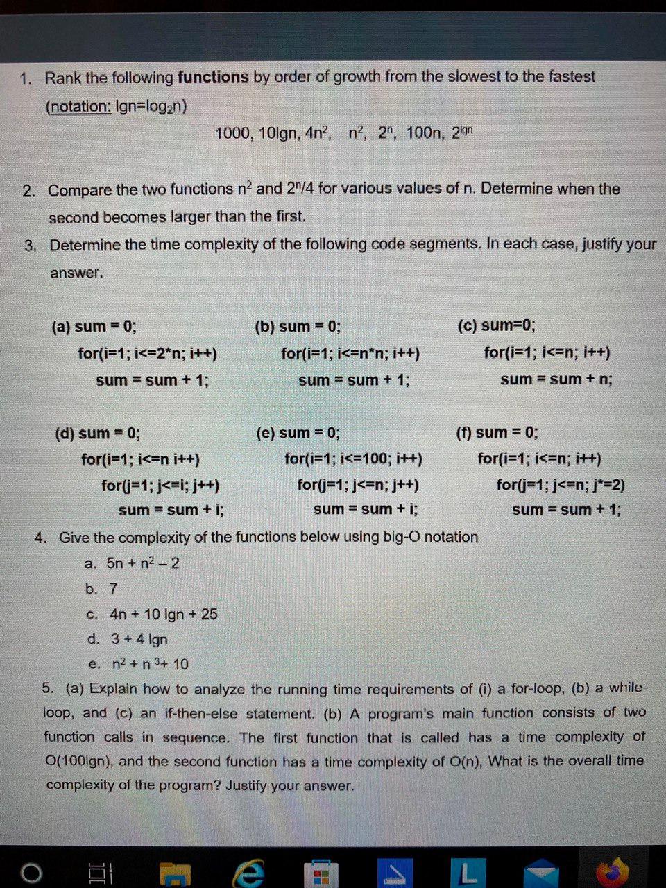 Solved please answers the questions Thank you 1. Rank the | Chegg.com