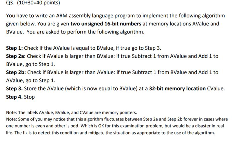 Q3. (10+30=40 points) You have to write an ARM | Chegg.com