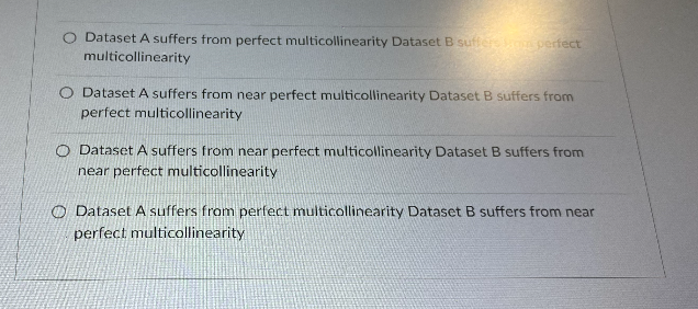 Solved Two datasets are considered for multiple regression | Chegg.com
