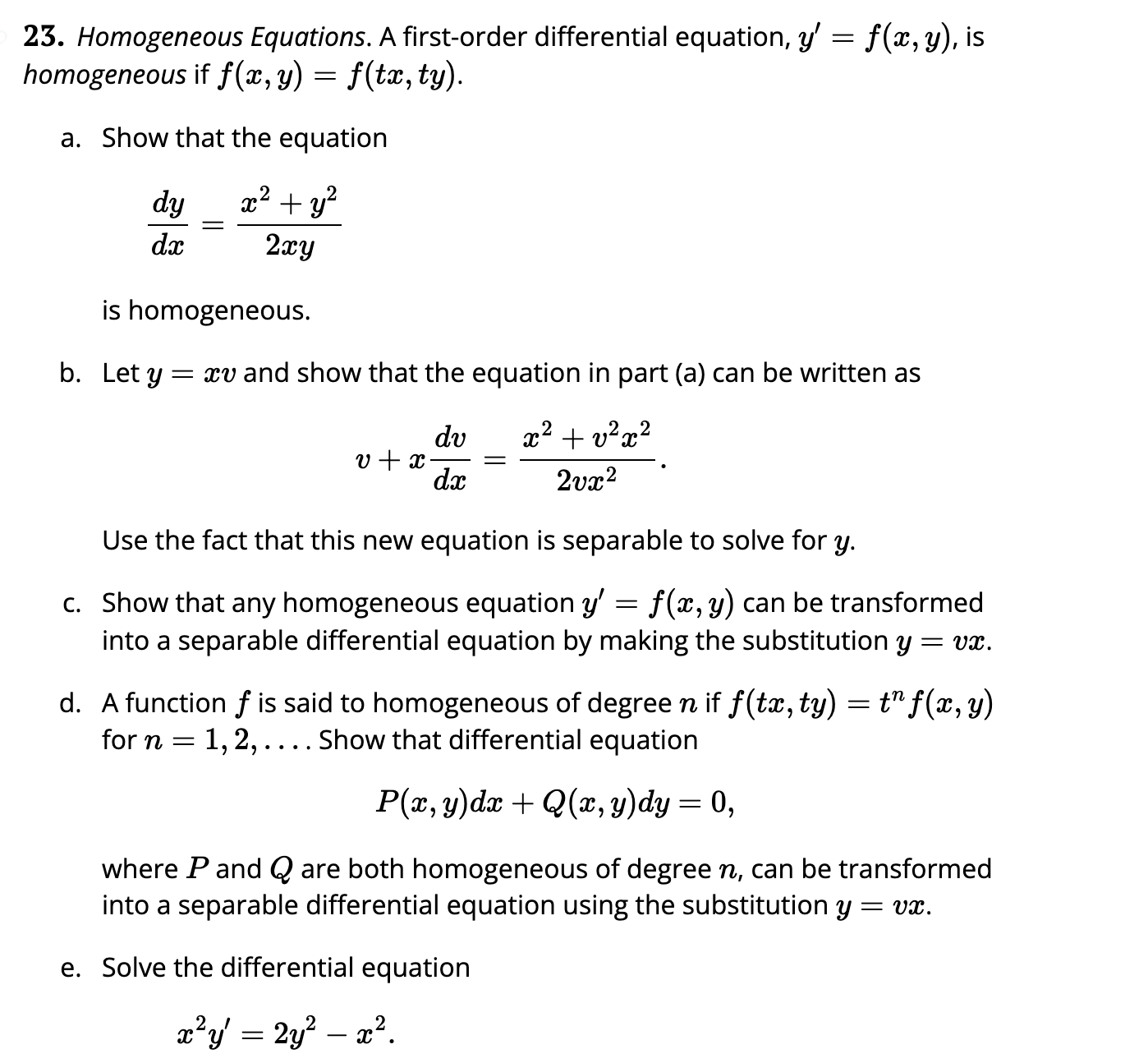 Solved 23. Homogeneous Equations. A first-order differential | Chegg.com