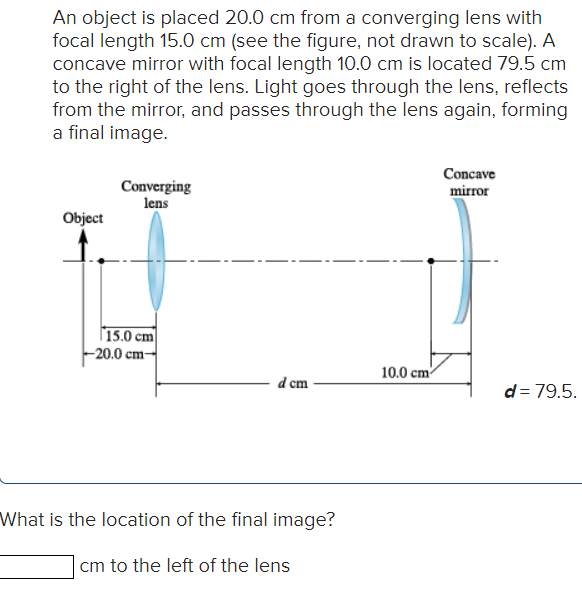 Solved An object is placed 20.0cm ﻿from a converging lens | Chegg.com