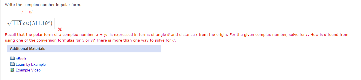 Solved Write the complex number in polar form. 7-81 113 | Chegg.com