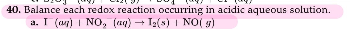 Solved Balance Each Redox Reaction Occurring In acidic