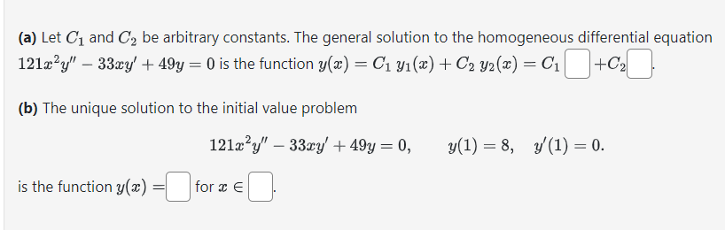 Solved (a) ﻿Let C1 ﻿and C2 ﻿be arbitrary constants. The | Chegg.com