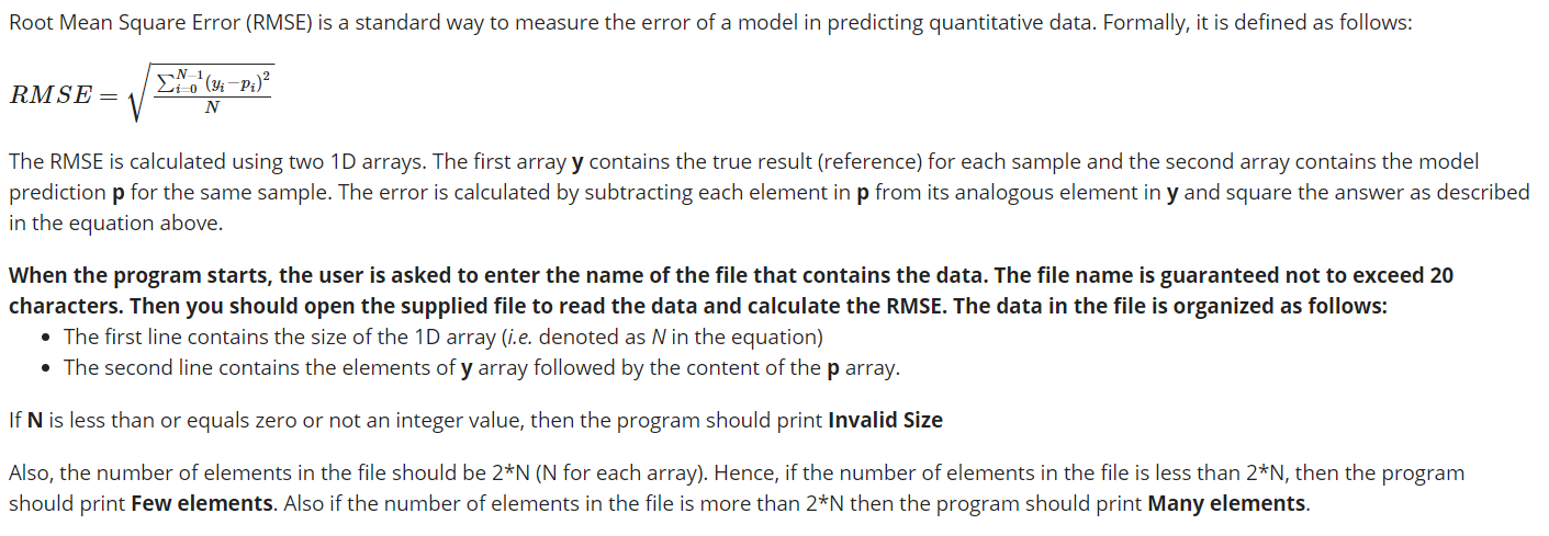 Root Mean Square Error (RMSE) is a standard way to | Chegg.com