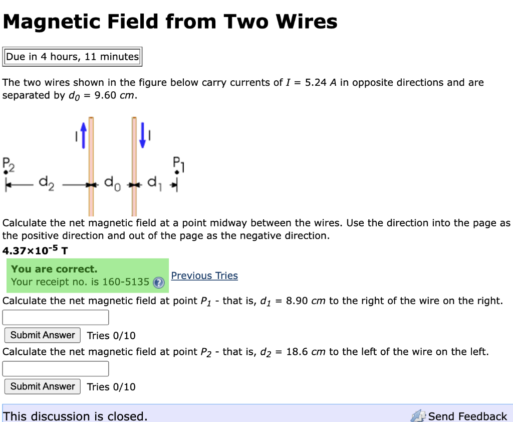 Solved Magnetic Field from Two Wires The two wires shown in | Chegg.com