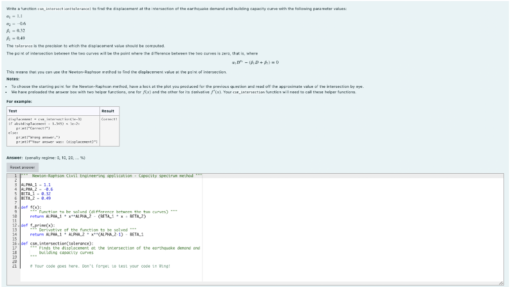 Write a function con intersection tolerance) to find | Chegg.com