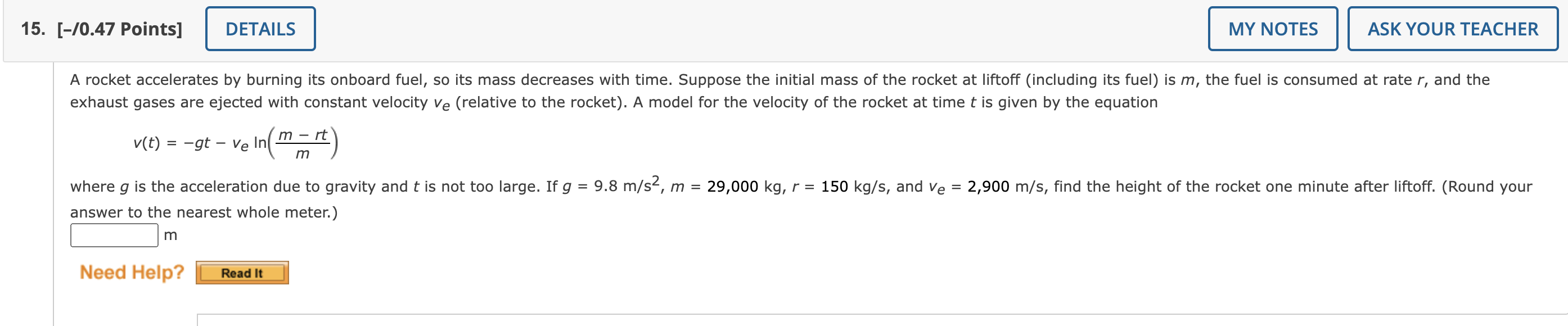 Solved exhaust gases are ejected with constant velocity ve | Chegg.com