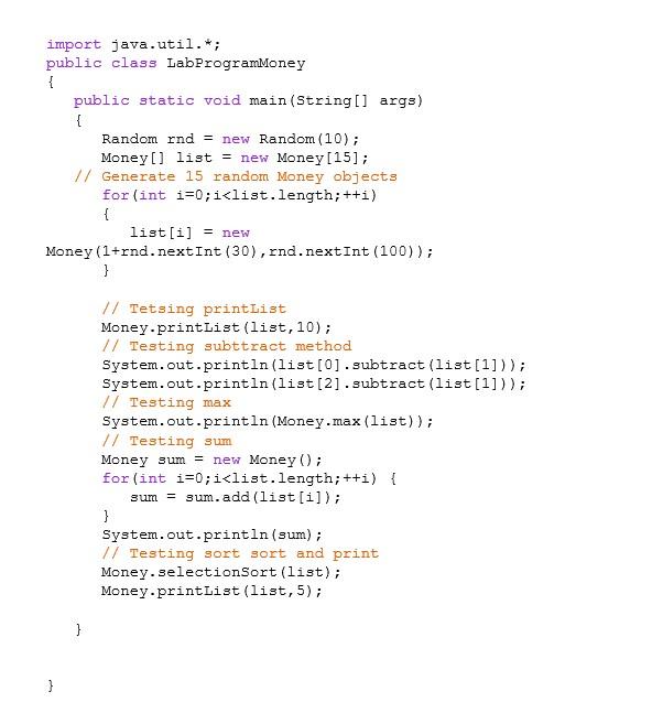Solved STAGE 1 | (Money class) Design a class named Money | Chegg.com