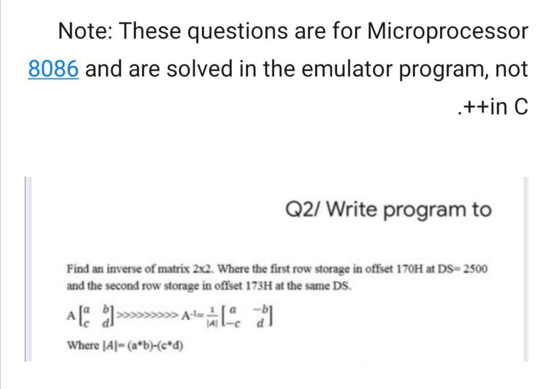 Solved Note: These questions are for Microprocessor 8086 and | Chegg.com