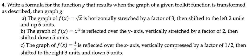 Solved 4 Write A Formula For The Function G That Results 3512
