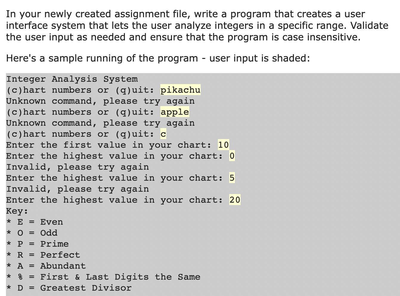 Solved In your newly created assignment file, write a | Chegg.com