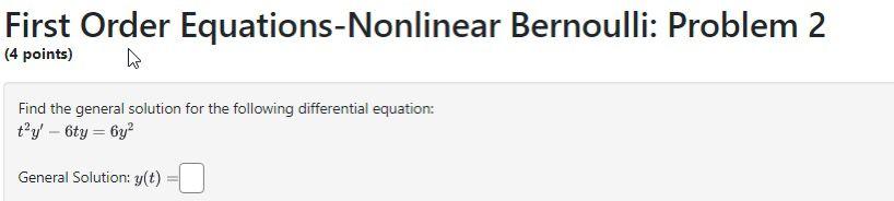 Solved First Order Equations Nonlinear Bernoulli Problem 2
