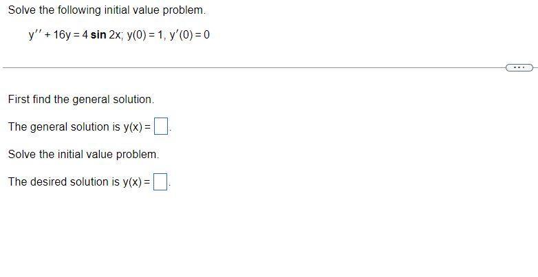 Solved Solve the following initial value problem. | Chegg.com