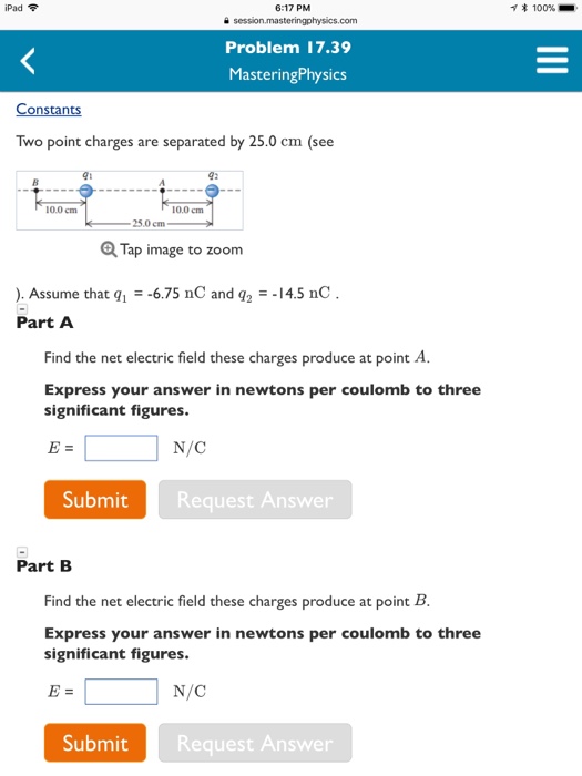 Solved Constants Two point charges are separated by 25.0 cm | Chegg.com