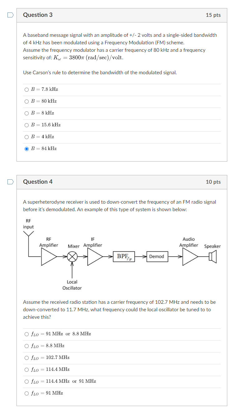 Solved A baseband message signal with an amplitude of +/−2 | Chegg.com