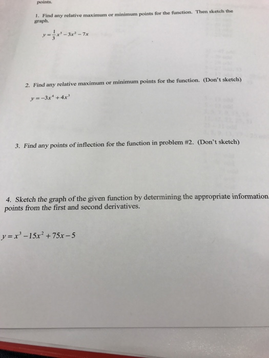Solved Find any relative maximum or minimum points for the | Chegg.com