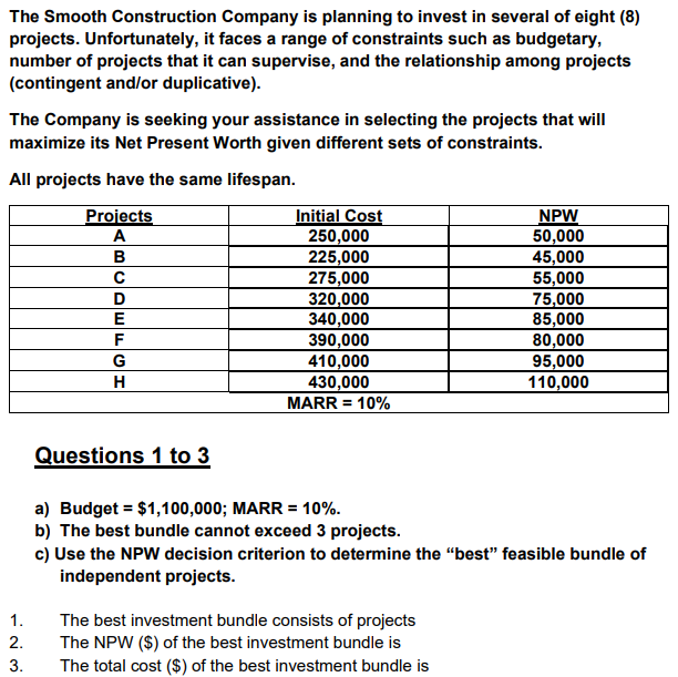 Solved The Smooth Construction Company is planning to invest | Chegg.com