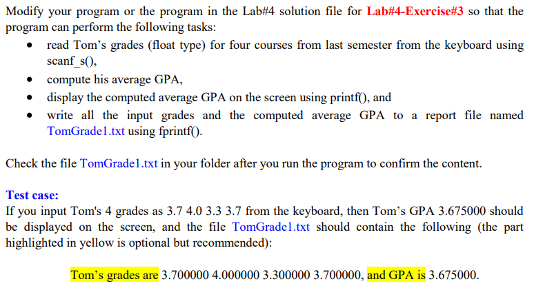Solved Modify your program or the program in the Lab\#4 | Chegg.com Solved Modify your program or the program in the Lab\#4 | Chegg.com