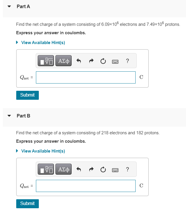 Solved Find the net charge of a system consisting of | Chegg.com