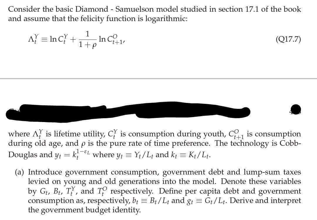 Solved Consider the basic Diamond - Samuelson model studied | Chegg.com