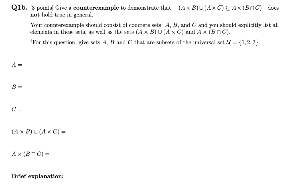 Solved Qib. 3 points) Give a counterexample to demonstrate | Chegg.com