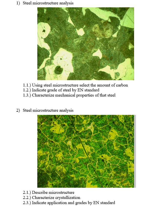 Solved 1) Steel microstructure analysis 1.1.) Using steel | Chegg.com