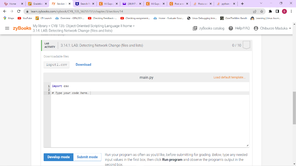 Solved 3.14 LAB: Detecting Network Change (files and lists) | Chegg.com