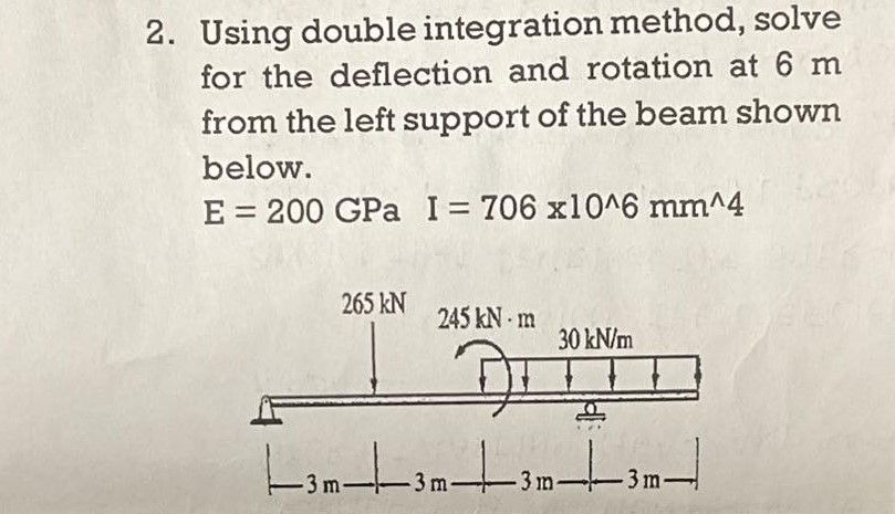 Solved 2 Using Double Integration Method Solve For The 