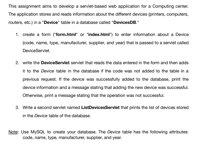This assignment aims to develop a servlet-based web | Chegg.com
