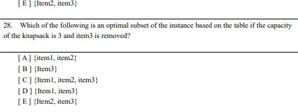 Solved Questions 25 to 28 refer to the following Knapsack | Chegg.com