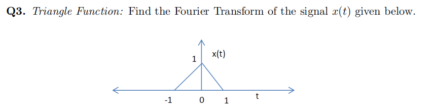Solved Q3. Triangle Function: Find the Fourier Transform of | Chegg.com