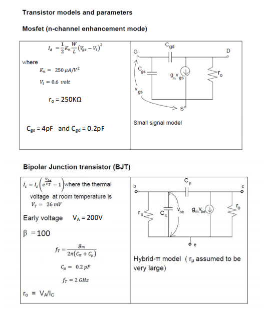 Transistor models and parameters Mosfet (n-channel | Chegg.com