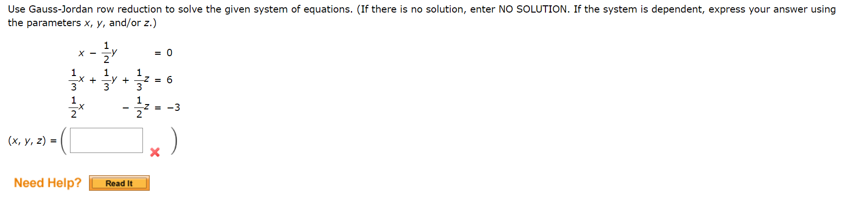 Use Gauss-Jordan row reduction to solve the given | Chegg.com