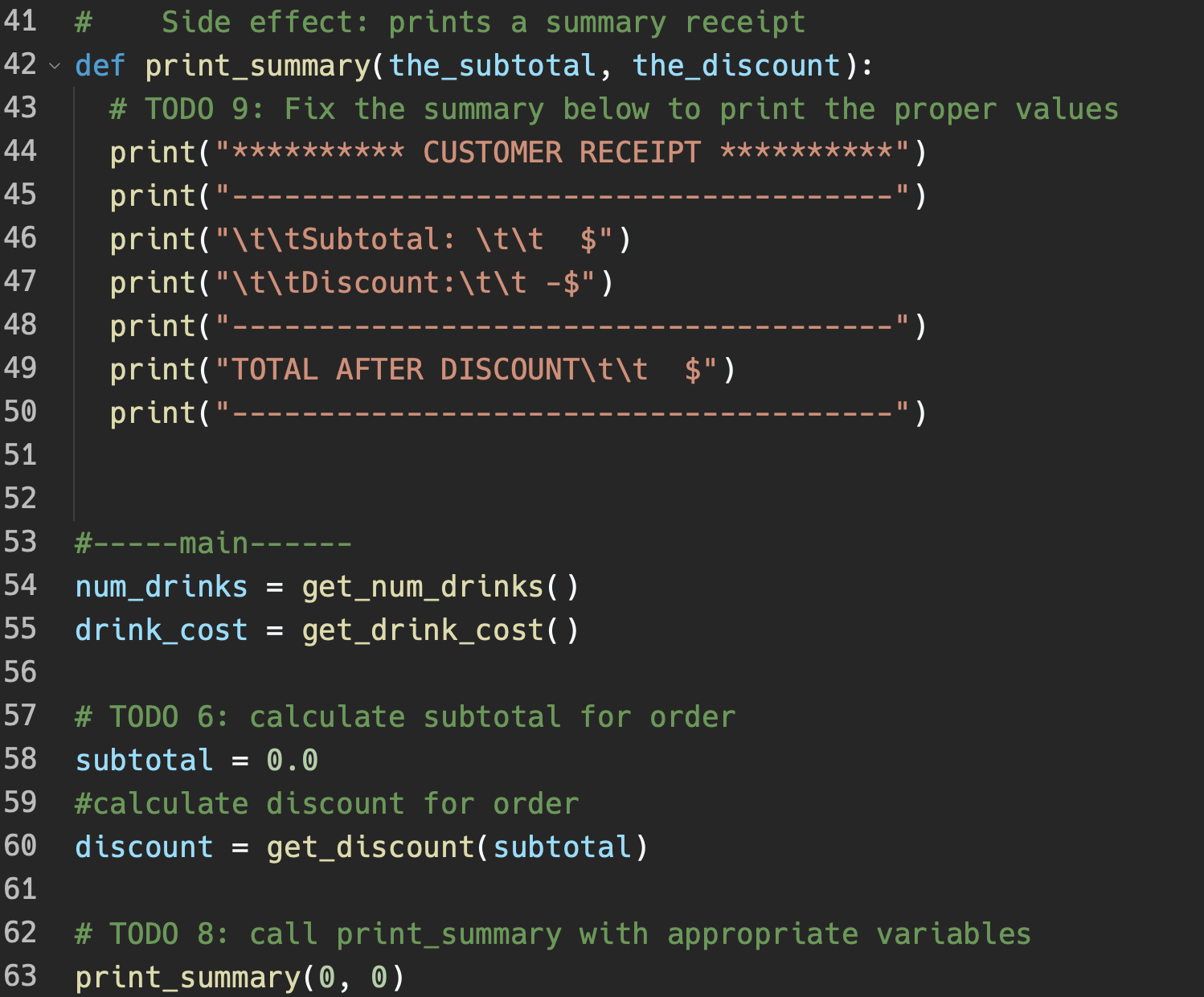 Solved # get_num_drinks # Parameters: none # Return: a | Chegg.com
