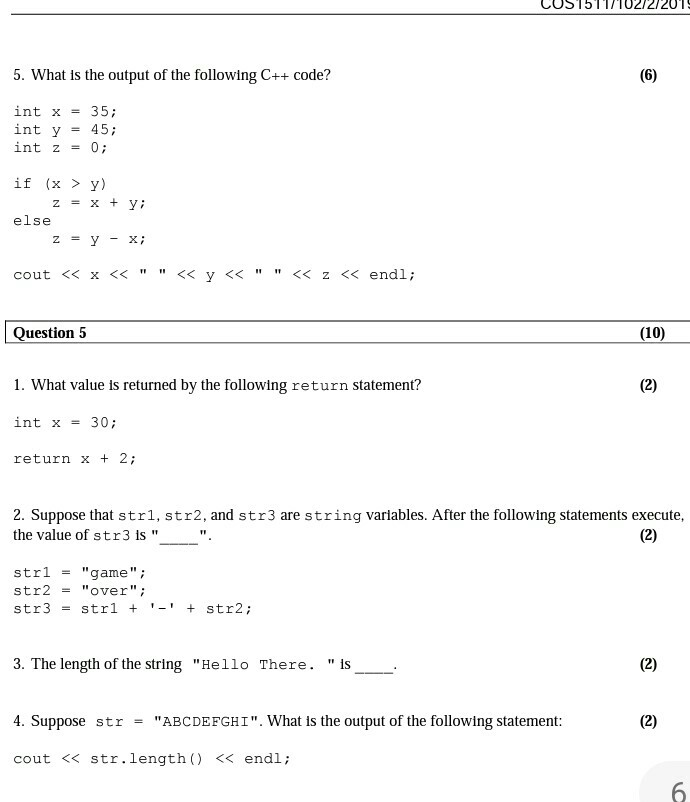 Solved LUST511710212/2019 5. What is the output of the | Chegg.com