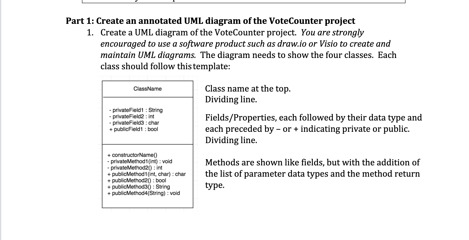 Solved 1: Create an annotated UML diagram of the VoteCounter | Chegg.com