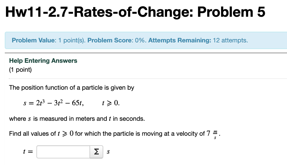 Solved Hw11-2.7-Rates-of-Change: Problem 3 Problem Value: 1 | Chegg.com
