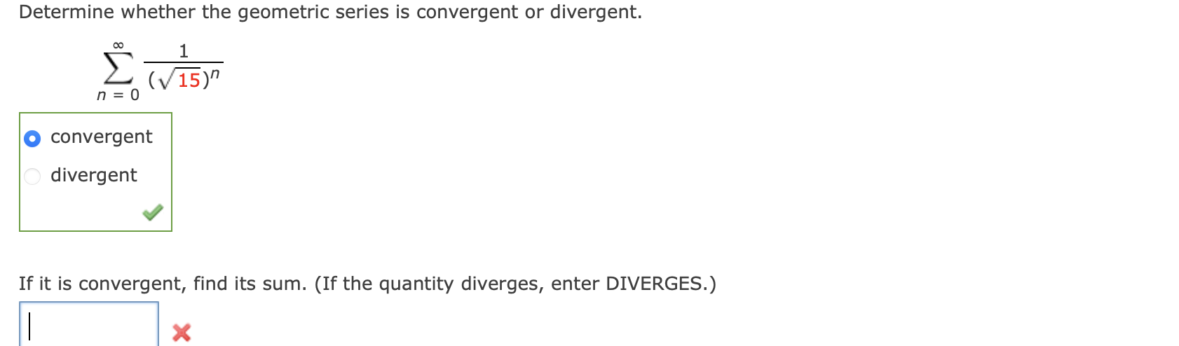 Solved Determine whether the geometric series is convergent | Chegg.com
