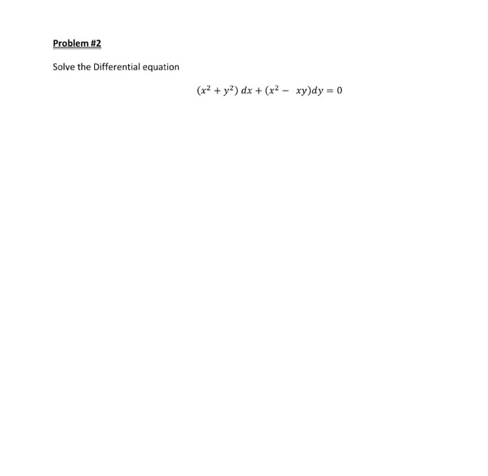Solved Solve the differential equation (x^2 - y^2)dx + (x^2 | Chegg.com