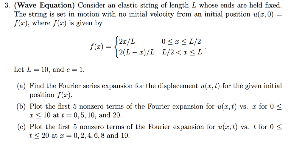 Solved 3. (Wave Equation) Consider an elastic string of | Chegg.com