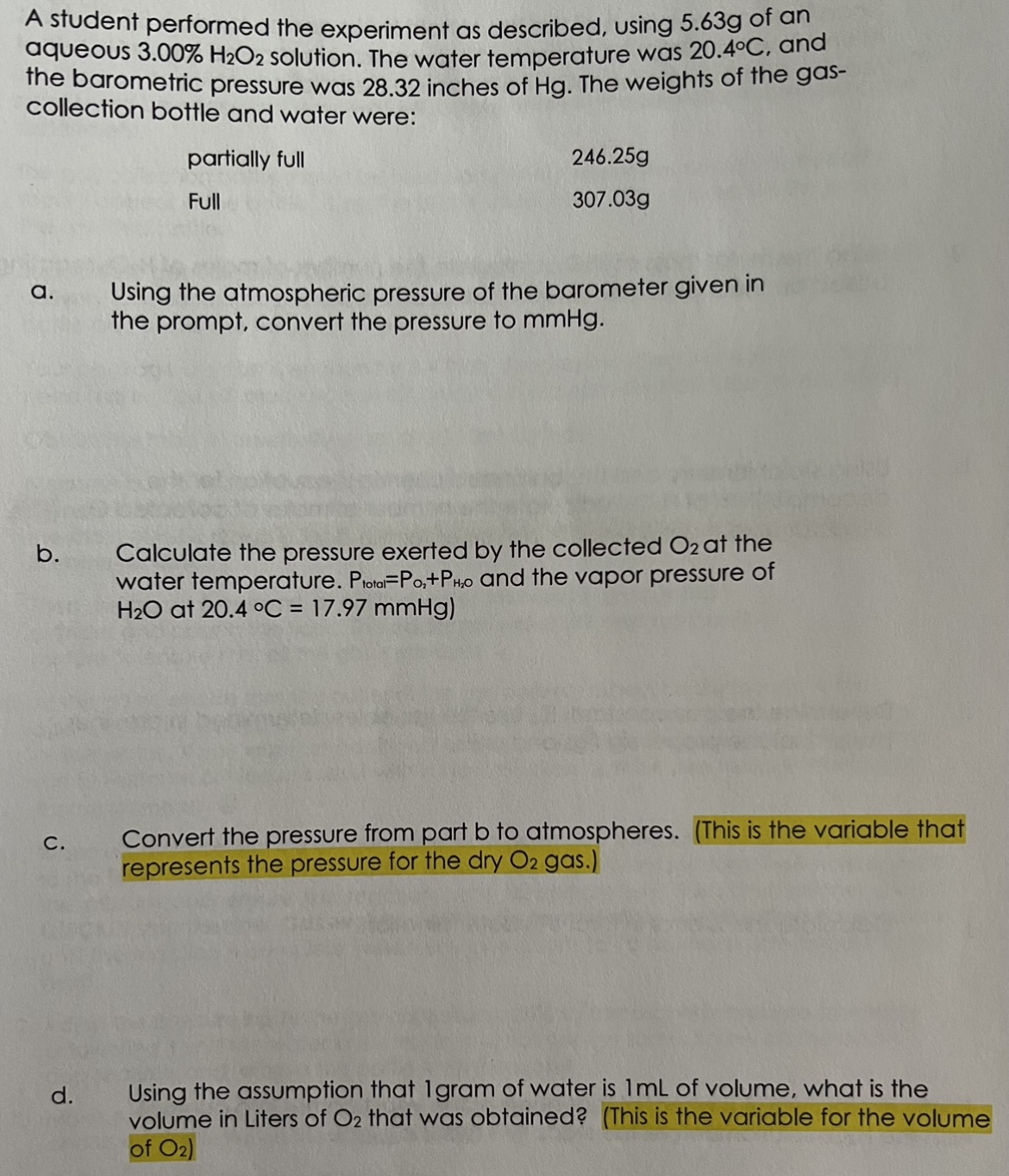 Solved A student performed the experiment as described, | Chegg.com