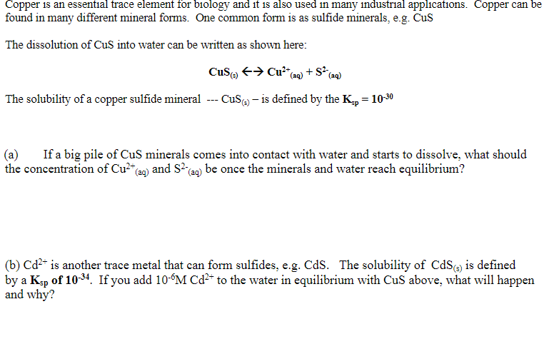 Solved Copper is an essential trace element for biology and | Chegg.com